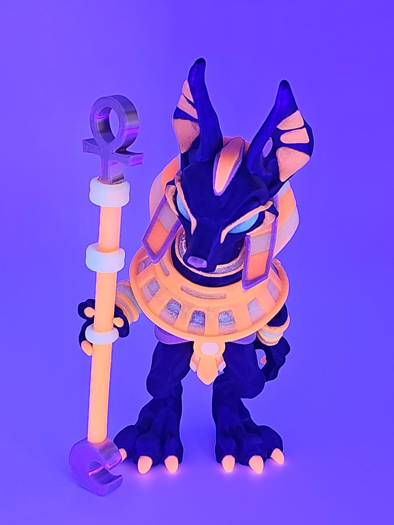 Anubis Figure - 3D Printed Neon Color, Articulated Egyptian Collectible ...