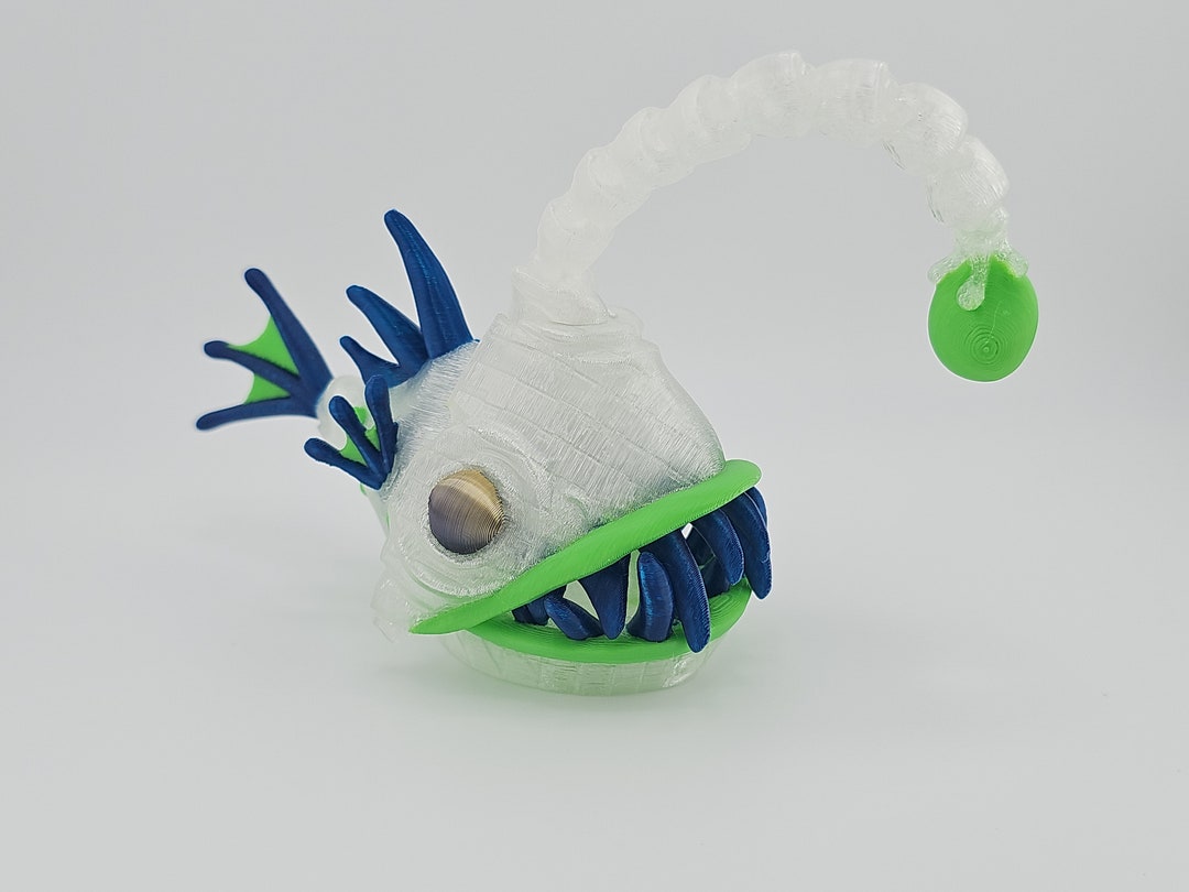Angler Fish Articulated Toy, 3D Printed Desk Pet, Unique Bookshelf ...
