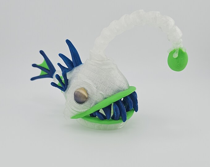 Angler Fish Articulated Toy, 3D Printed Desk Pet, Unique Bookshelf ...