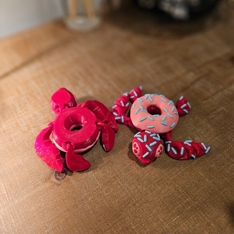 Donut Turtle Fidget Toy 3D Printed Articulating Desk Pet for Stress ...
