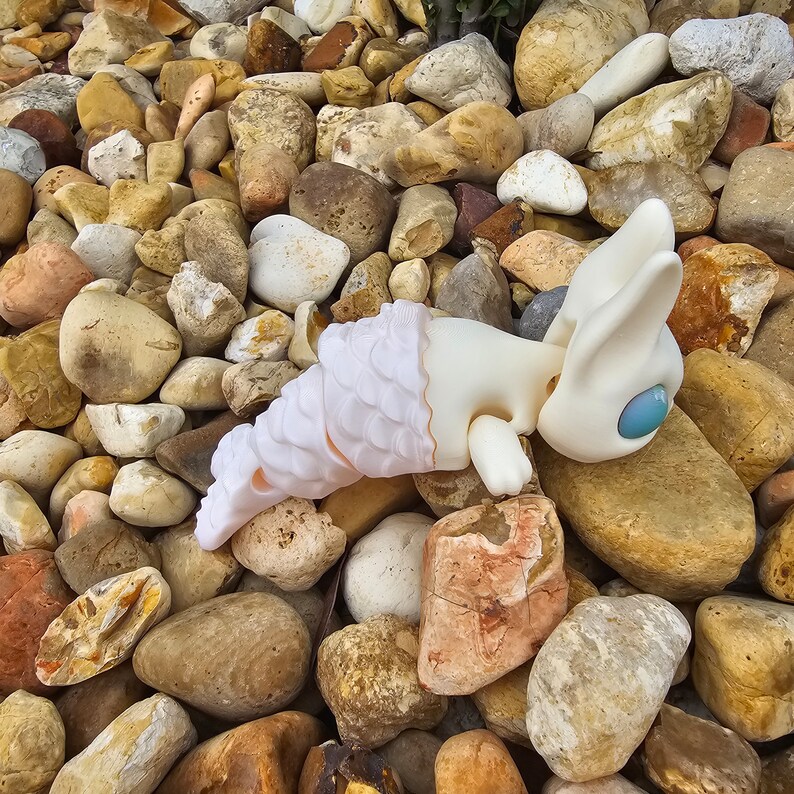Desk Pet Merbunny 3D Printed Articulated Mermaid Bunny Cute Office ...