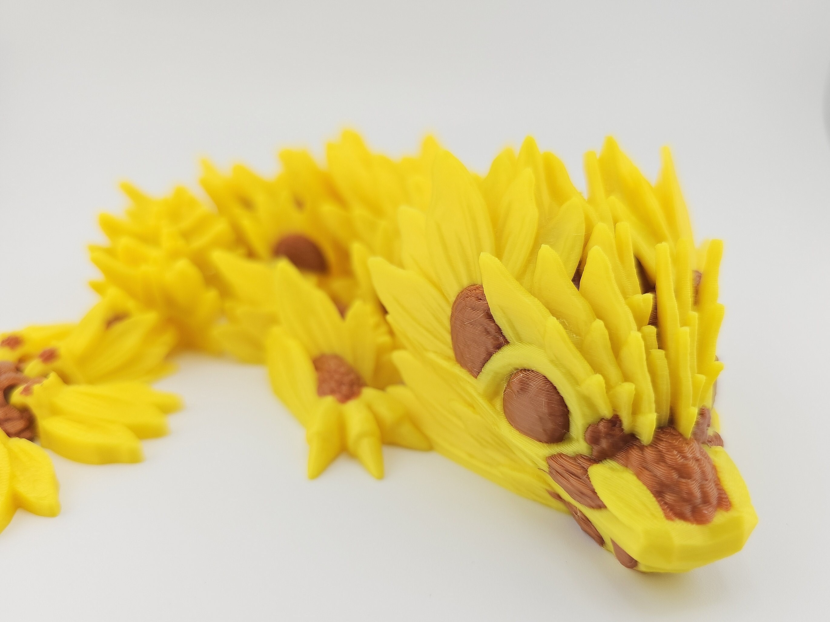Sunflower Dragon Themed 3D Printed Articulated Flexible Desk Toy Decor ...