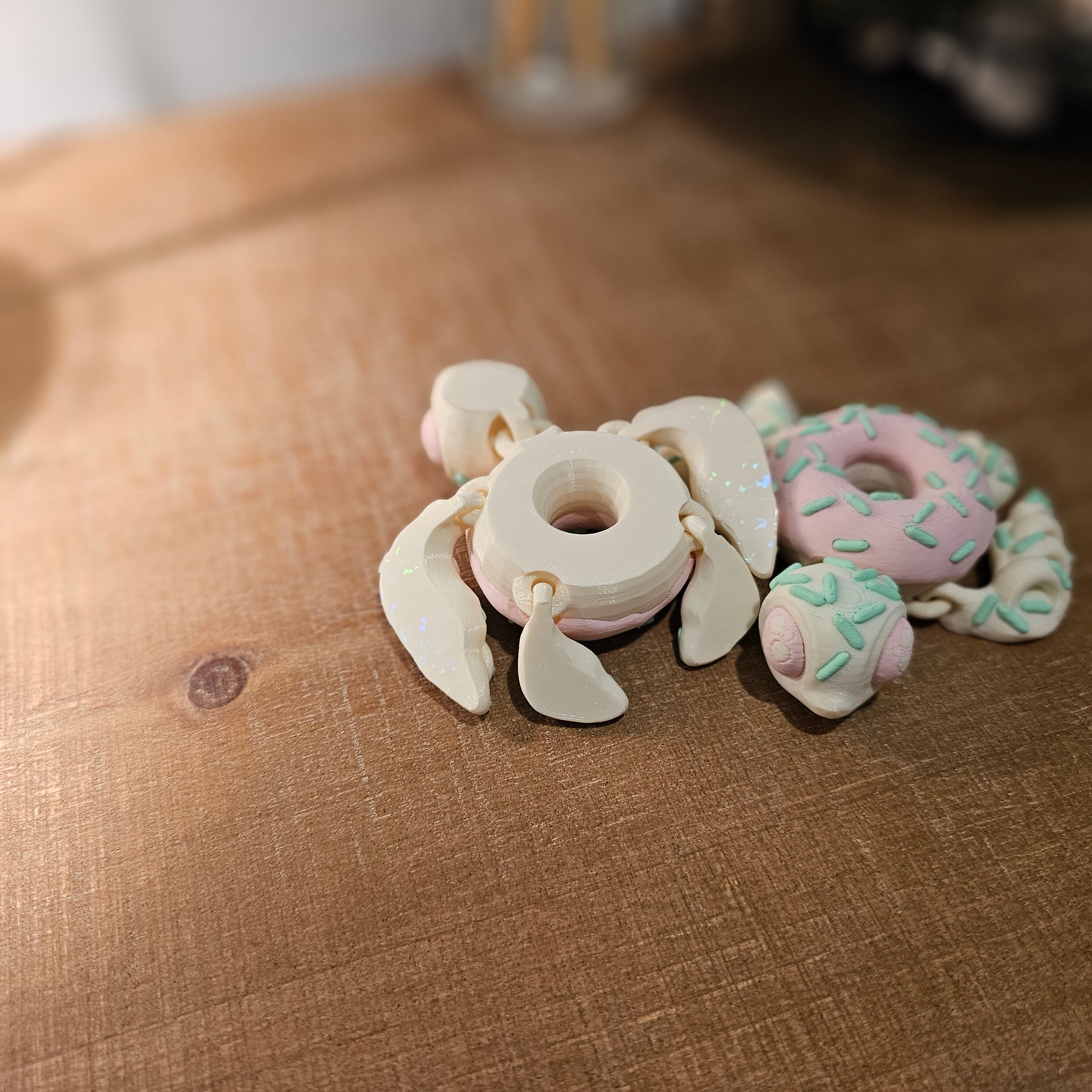 Donut Turtle Fidget Toy 3D Printed Articulating Desk Pet for Stress ...