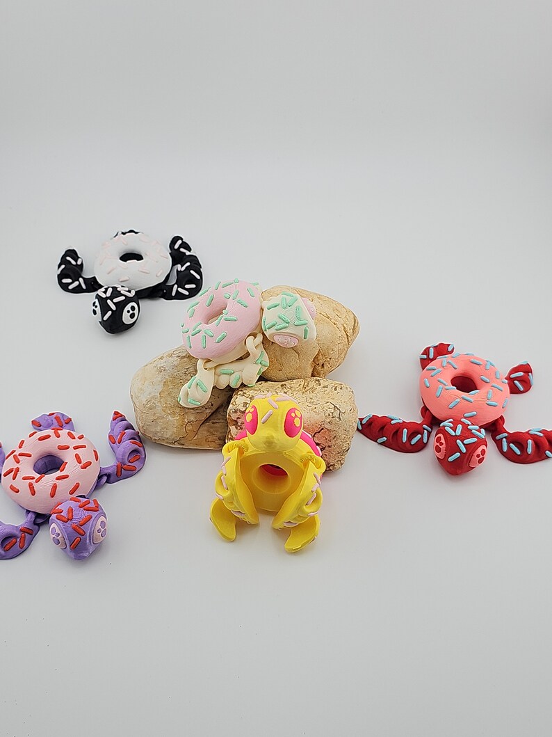 Donut Turtle Fidget Toy 3D Printed Articulating Desk Pet for Stress ...