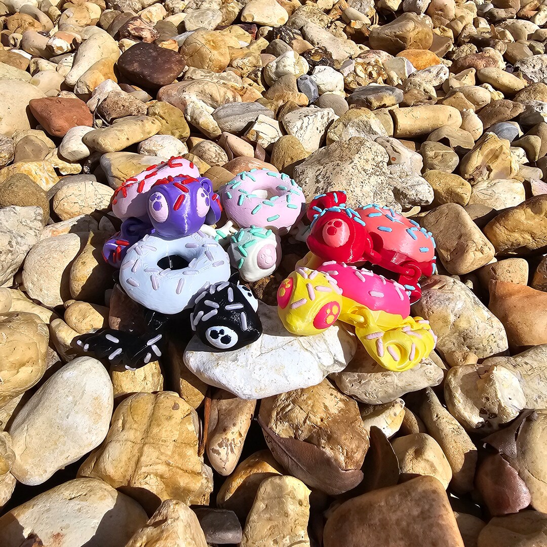 Donut Turtle Fidget Toy 3D Printed Articulating Desk Pet for Stress ...