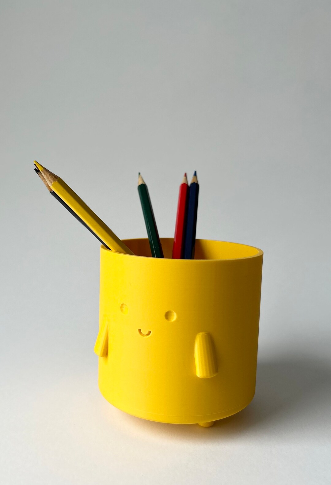 3D Yellow Happy Face Pot, Cute Pen Pencil Holder for Desk, Succulent ...
