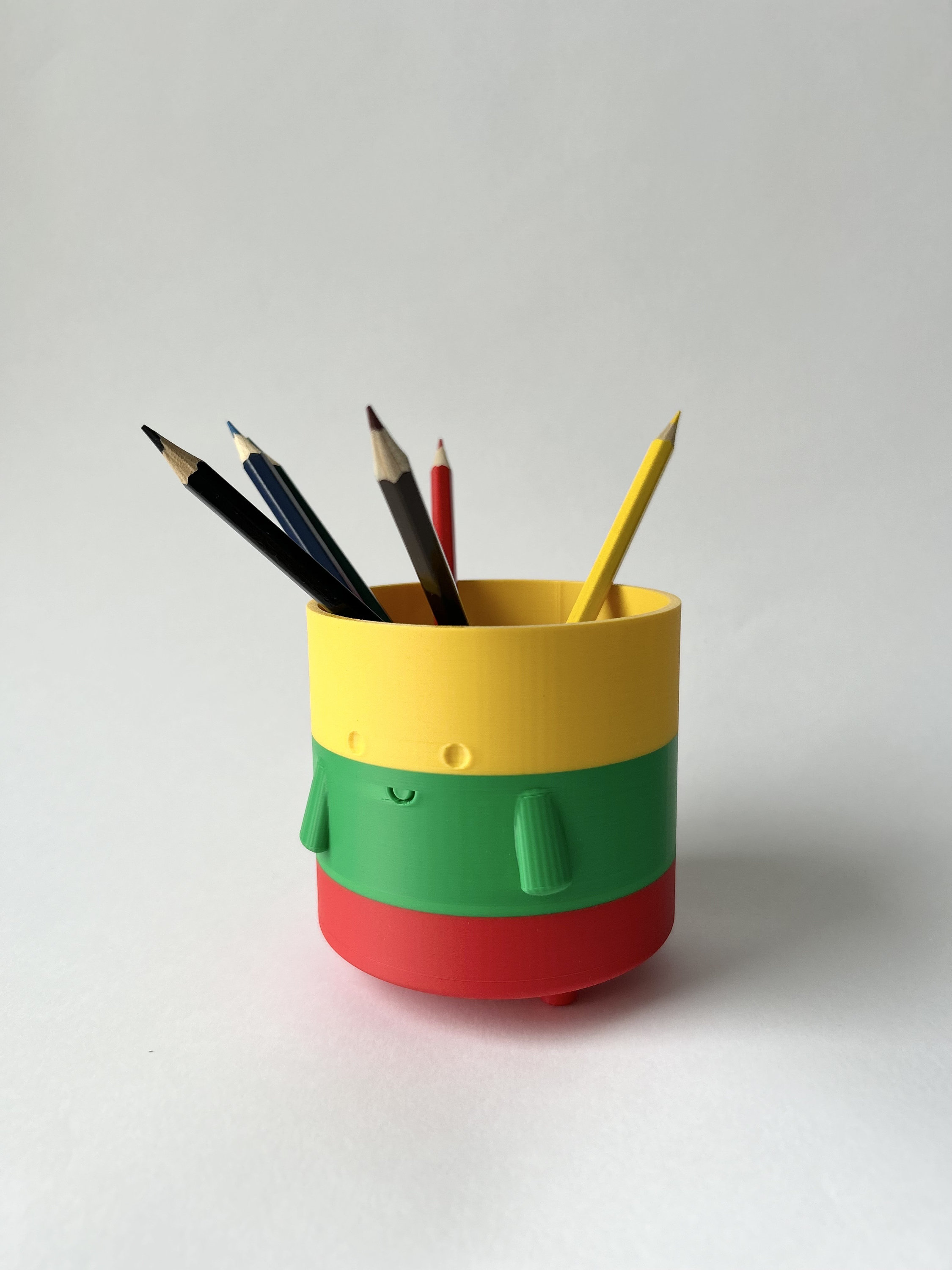 3D Printed Colorful Happy Face Pencil Holder Fun Unique Desk Organizer ...
