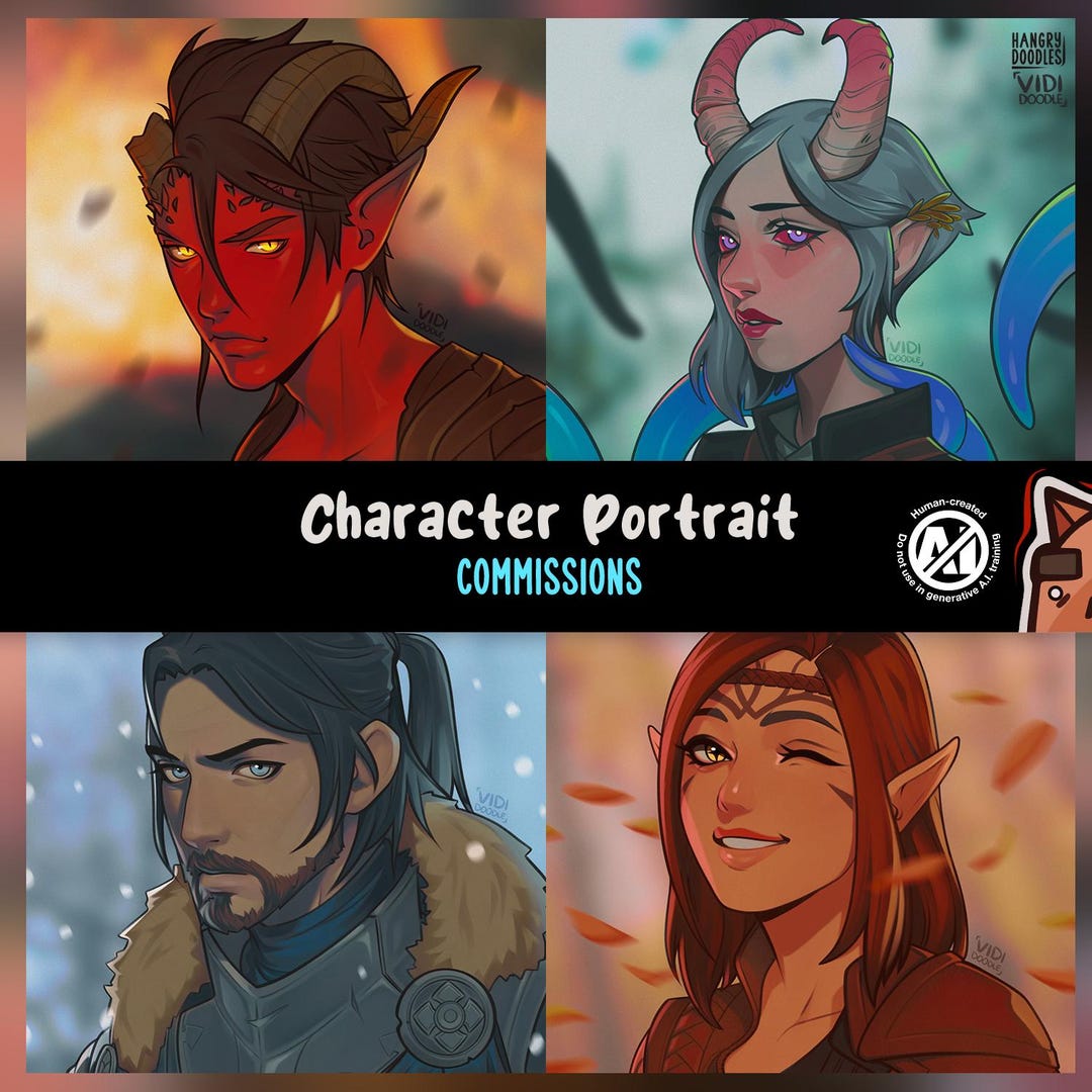 Character Portrait Commission Custom Digital PNG Download Dungeons ...