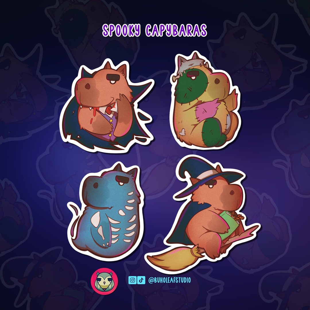 Spooky Capybara Stickers Ghost Vampire Witch Frankenstein Halloween ...