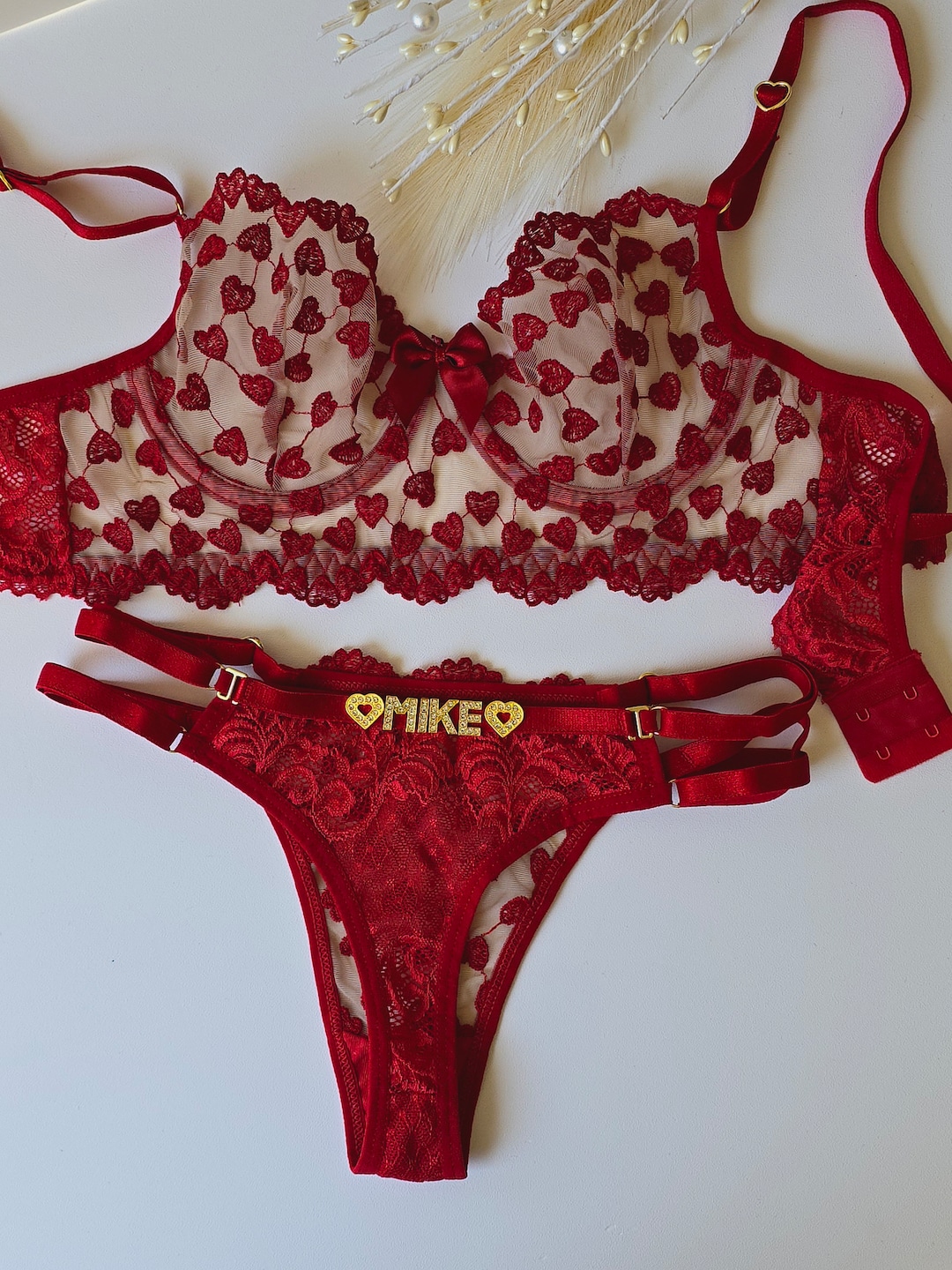 Custom Lingerie Bra & Panty Set Custom Name Thong Personalized Thong ...