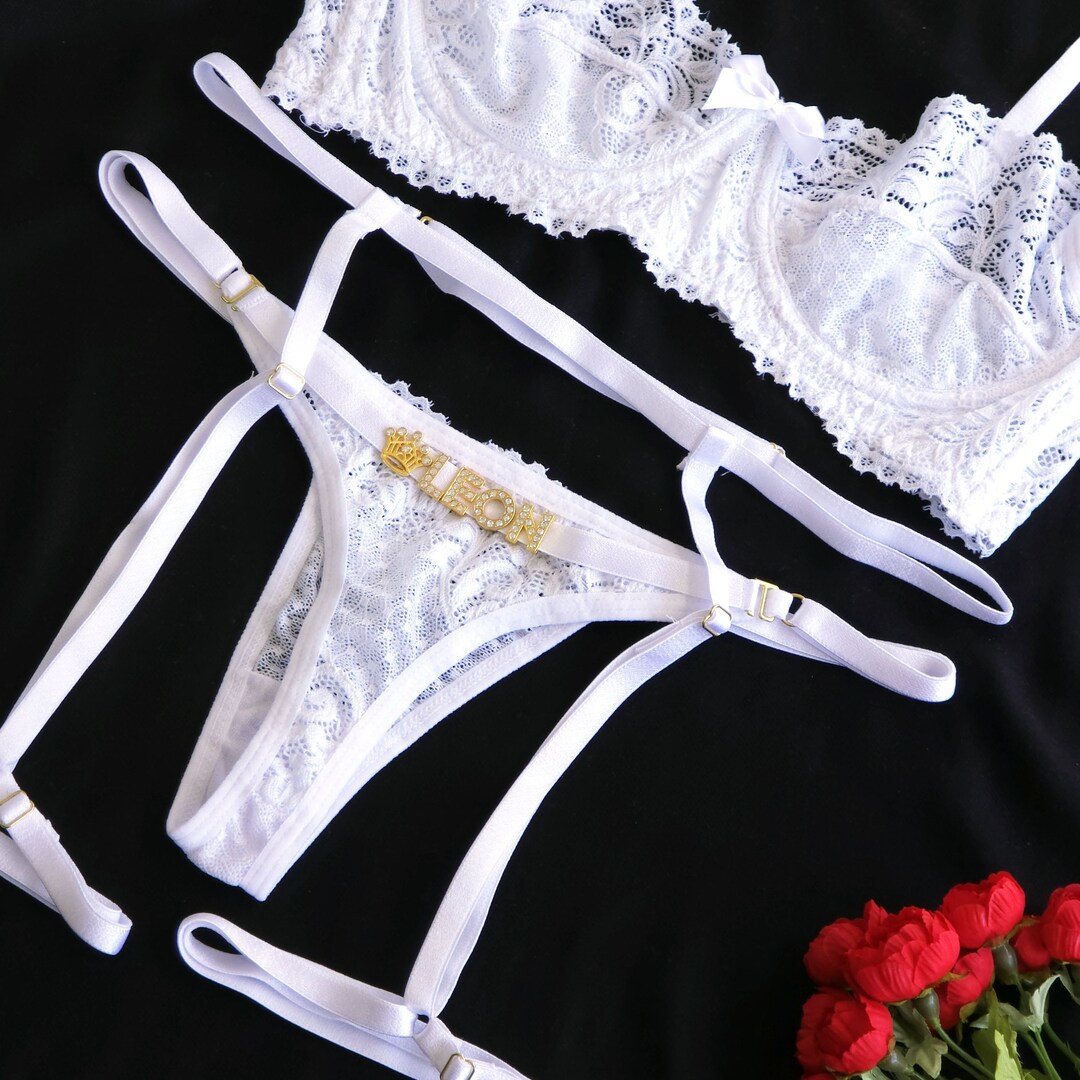 Custom Lingerie Bra & Panty Set Custom Name Thong Personalized Thong ...