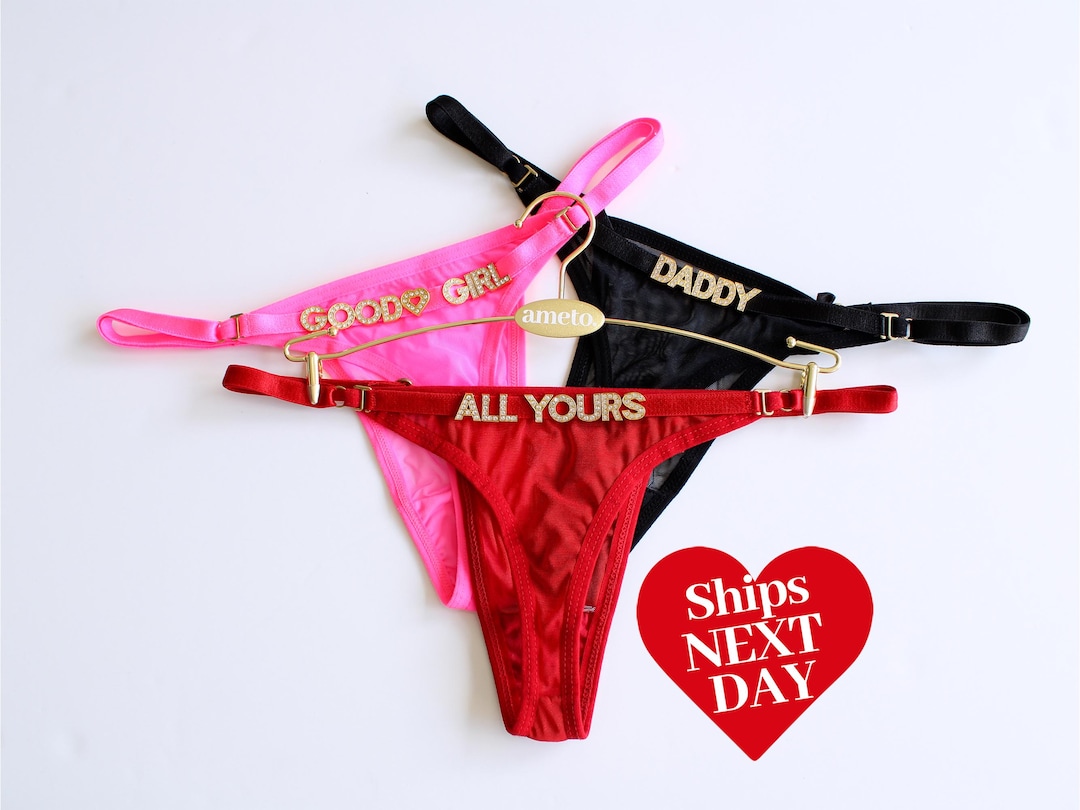 Custom Thong • Personalized Name Thong With Gold Charm Letters • See ...