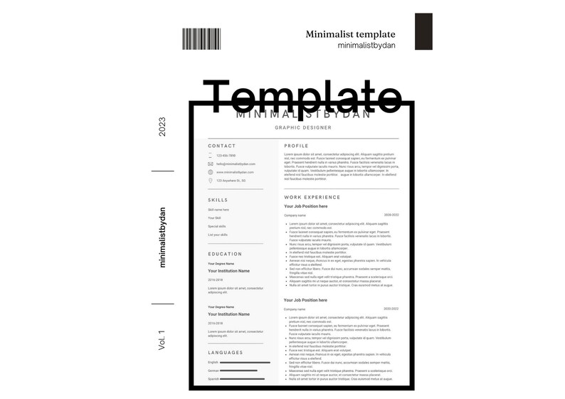 Minimal Resume Template | CV Template Canva | 2 Page CV | Creative ...