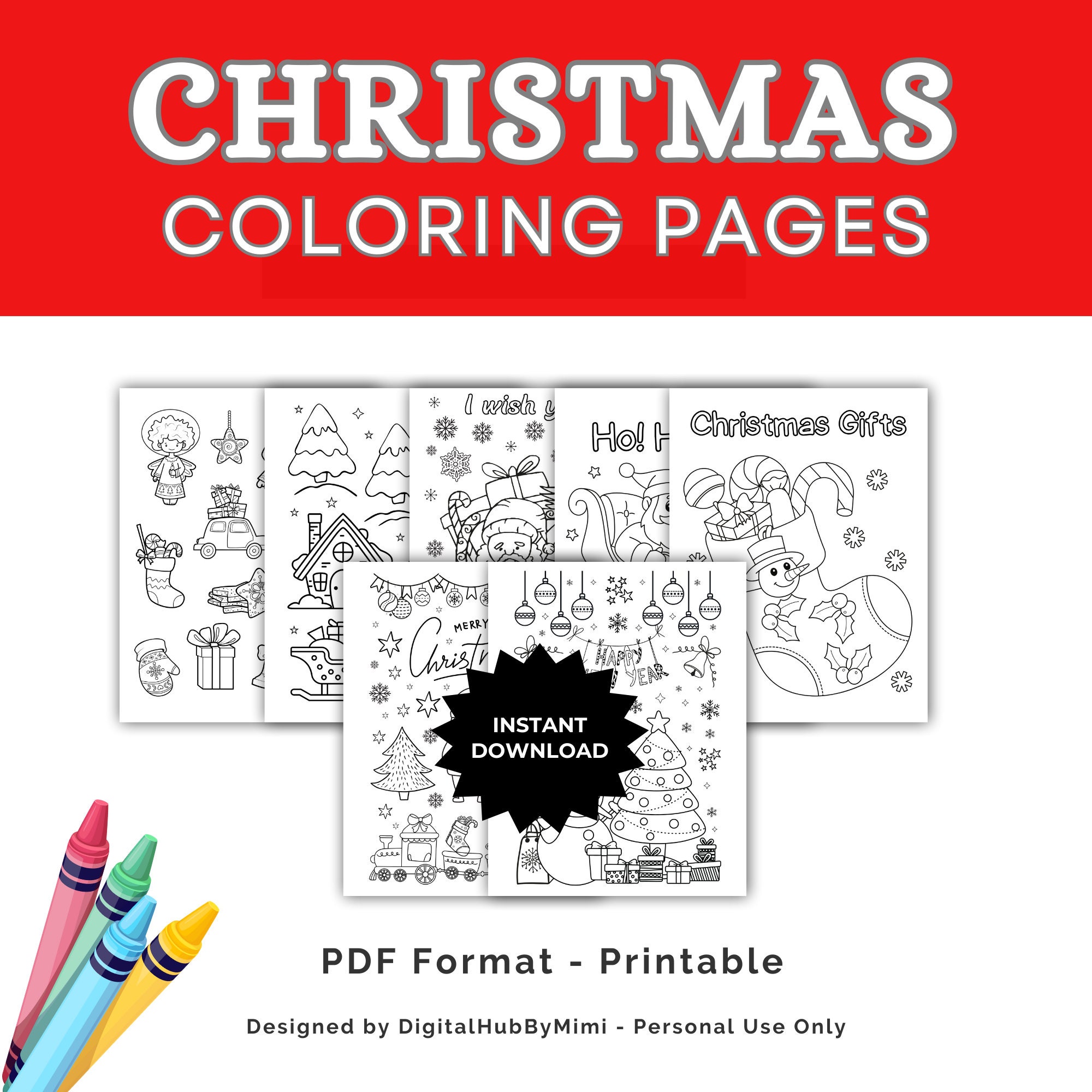 Christmas Coloring Pages, Printable Coloring Pages for Kids, Holiday ...
