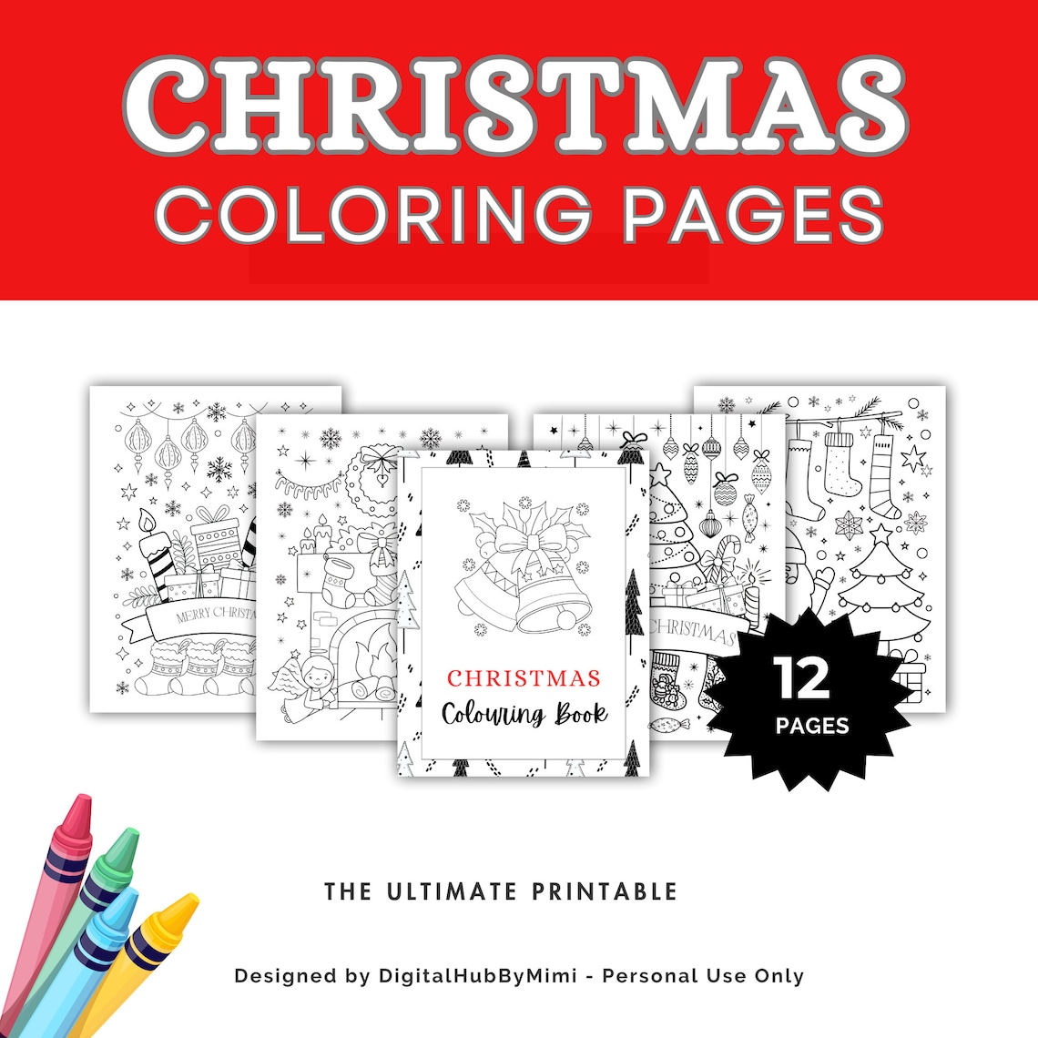 Christmas Coloring Pages, Printable Coloring Pages for Kids, Holiday ...