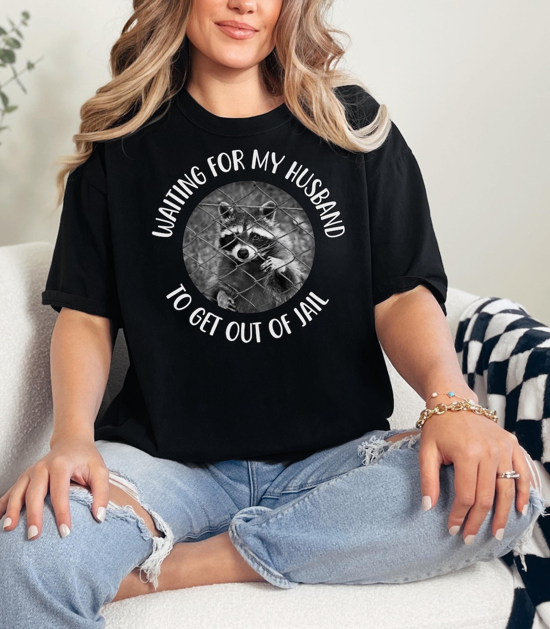 Funny Prison Wife Raccoon T-shirt Gift for Inmate Wife, Jail Spouse ...