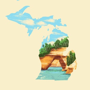 Michigan State Print - Pictured Rocks - Etsy