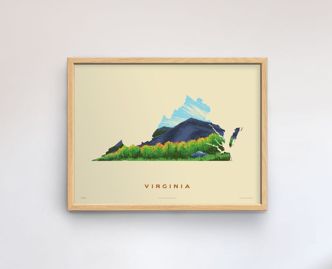 Virginia State Print - Blue Ridge Mountains - Etsy