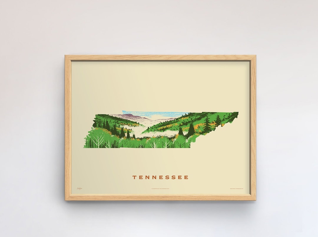 Tennessee State Print - Smoky Mountains - Etsy