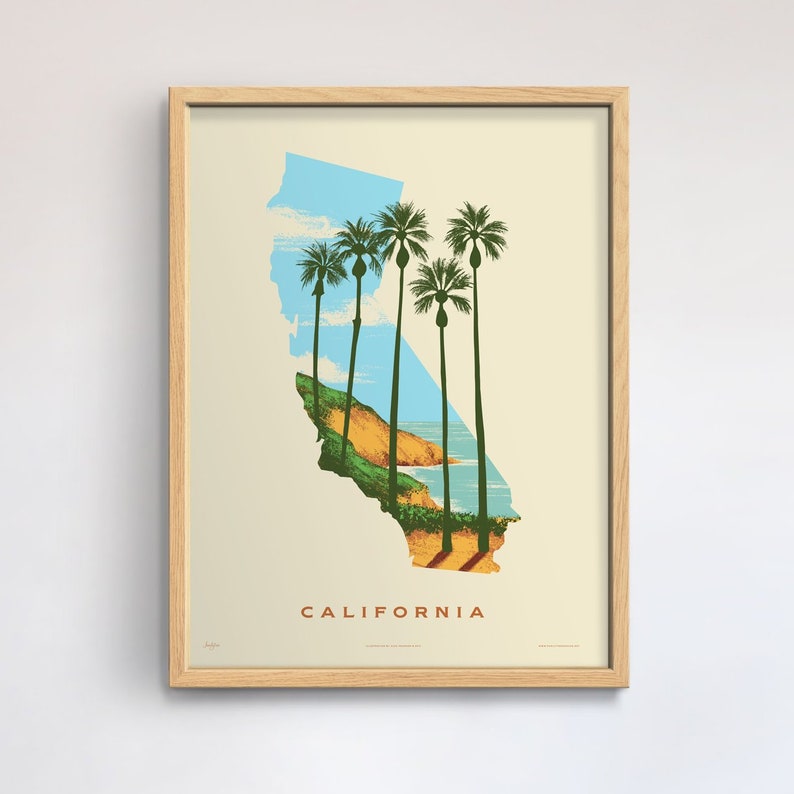 California State Print - Best Coast - Etsy