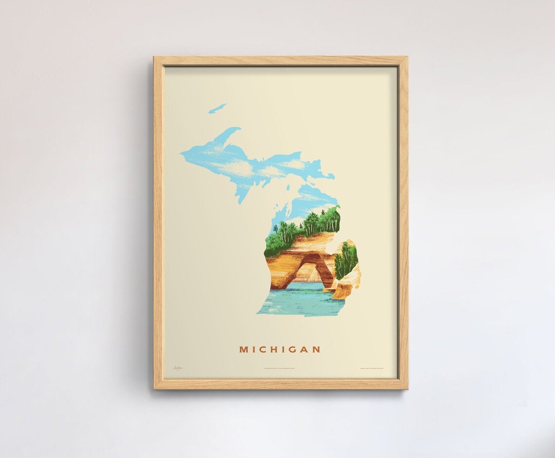 Michigan State Print - Pictured Rocks - Etsy