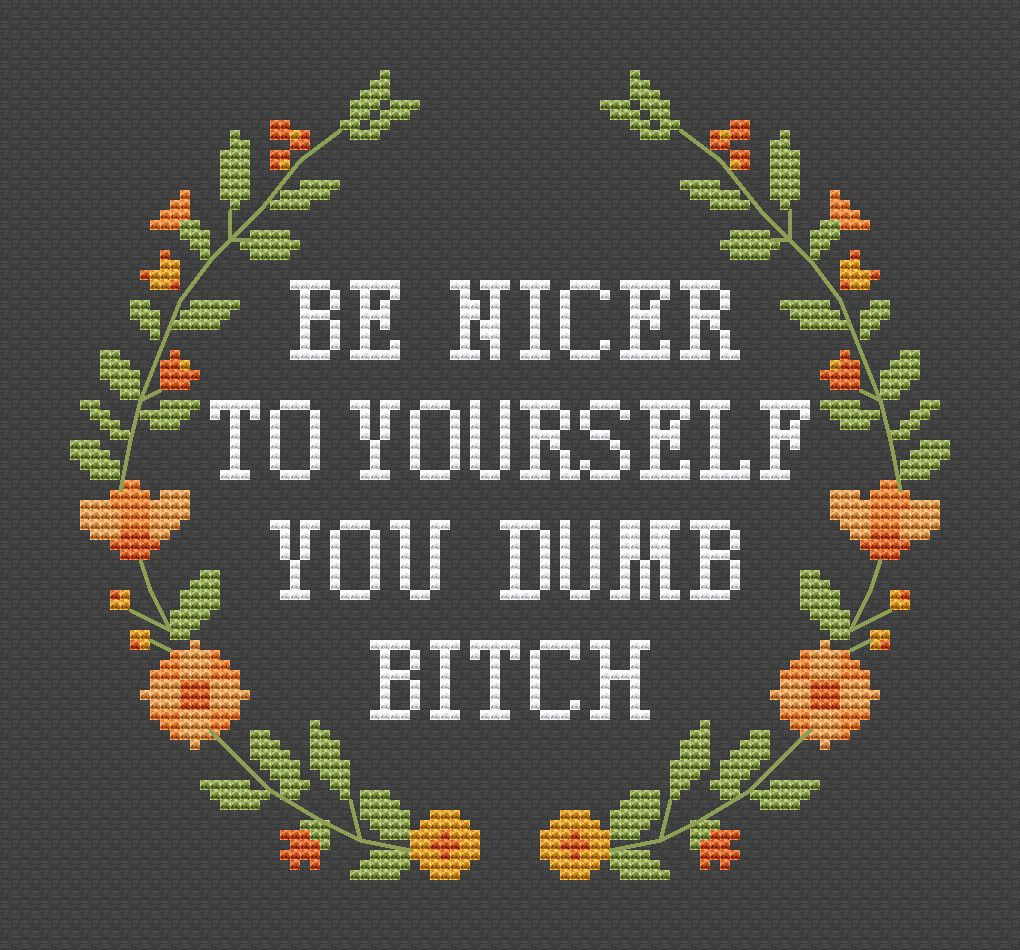 Snarky Cross Stitch Pattern - "be Nicer to Yourself You Dumb Bitch ...