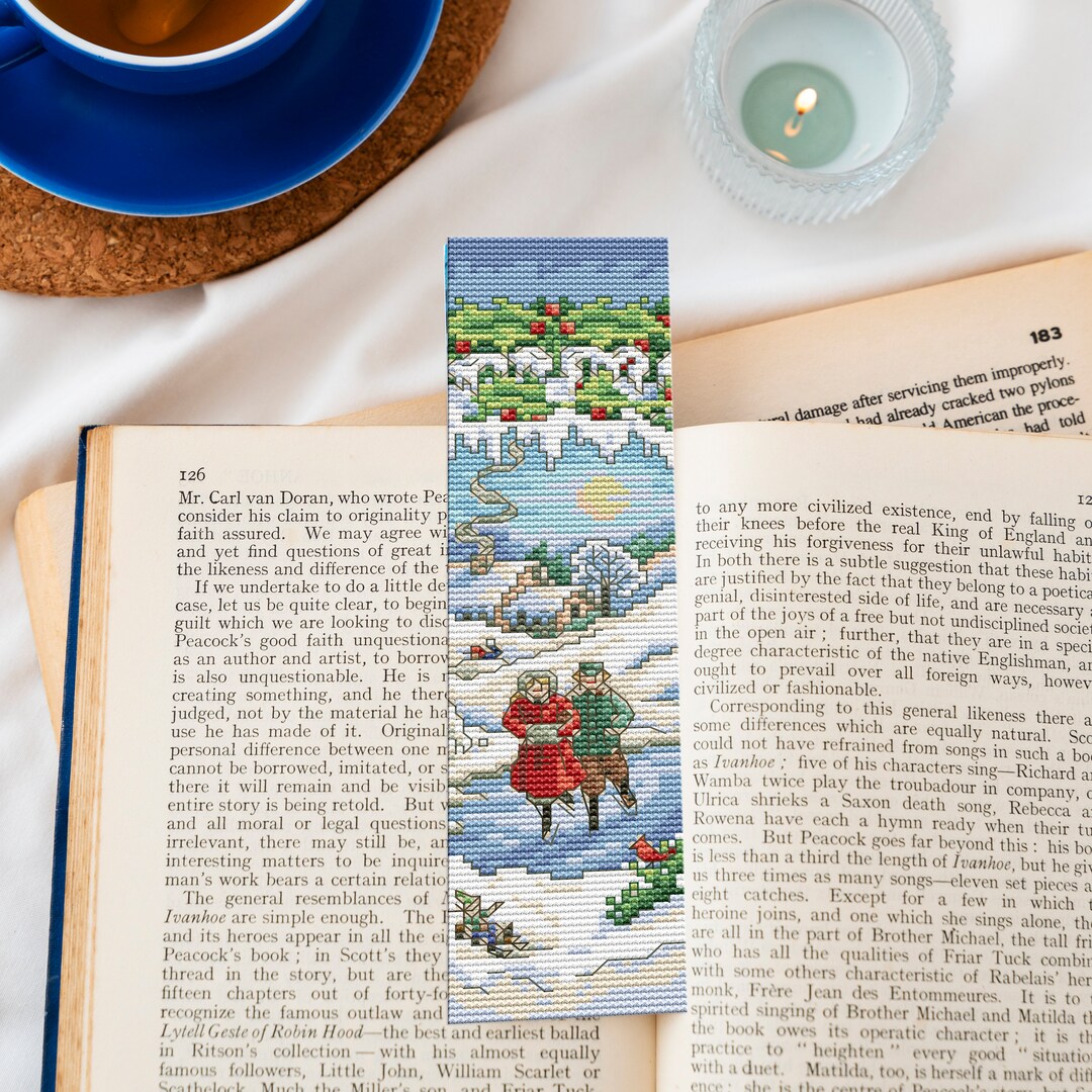 Winter Skating Couple Bookmark Cross Stitch Pattern - Etsy