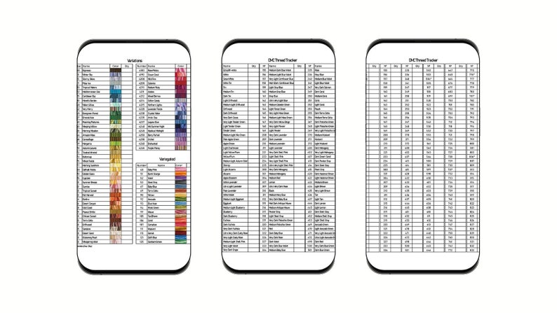 DMC Embroidery Floss Color Tracker - All-in-one PDF Set Dmc Thread ...