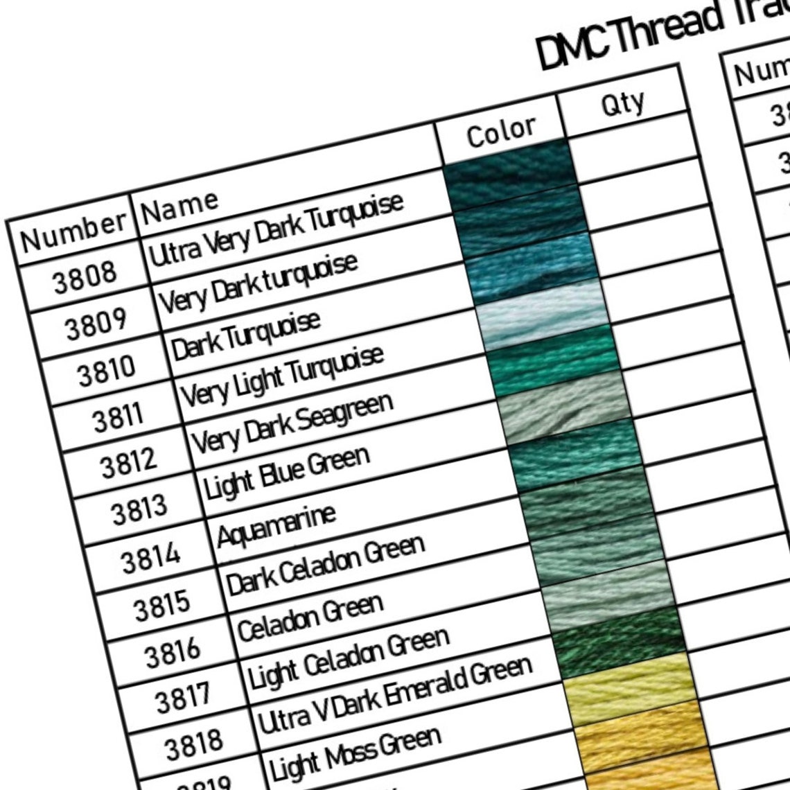DMC Embroidery Floss Color Tracker – 500 Thread Color Chart (PDF) - Etsy
