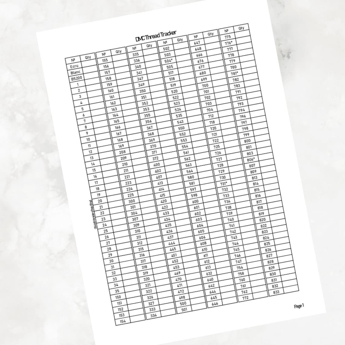 DMC Embroidery Floss Color Tracker - All-in-one PDF Set Dmc Thread ...