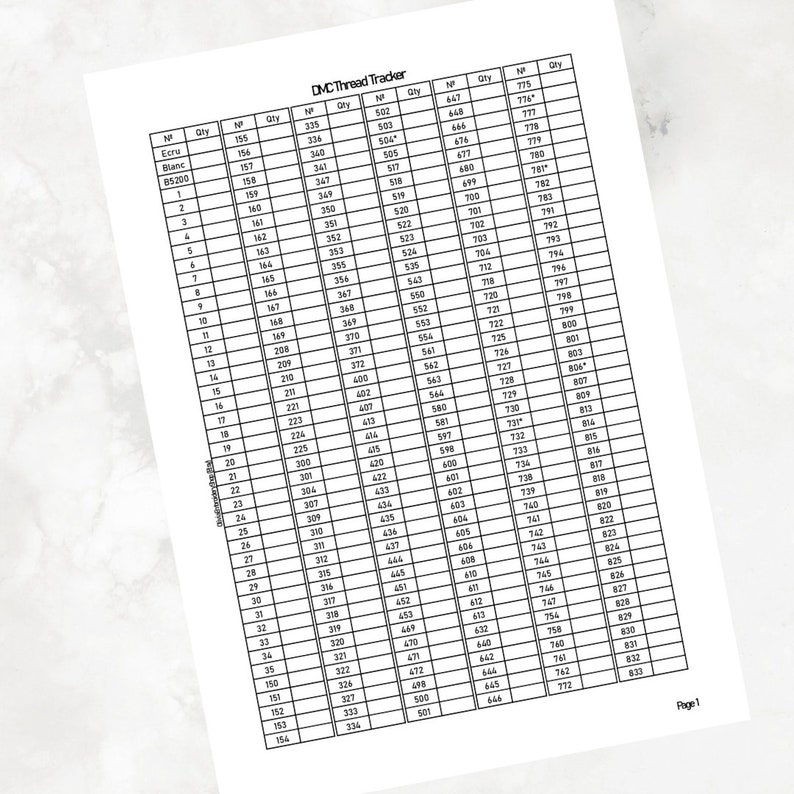 DMC Embroidery Floss Color Tracker - All-in-one PDF Set Dmc Thread ...