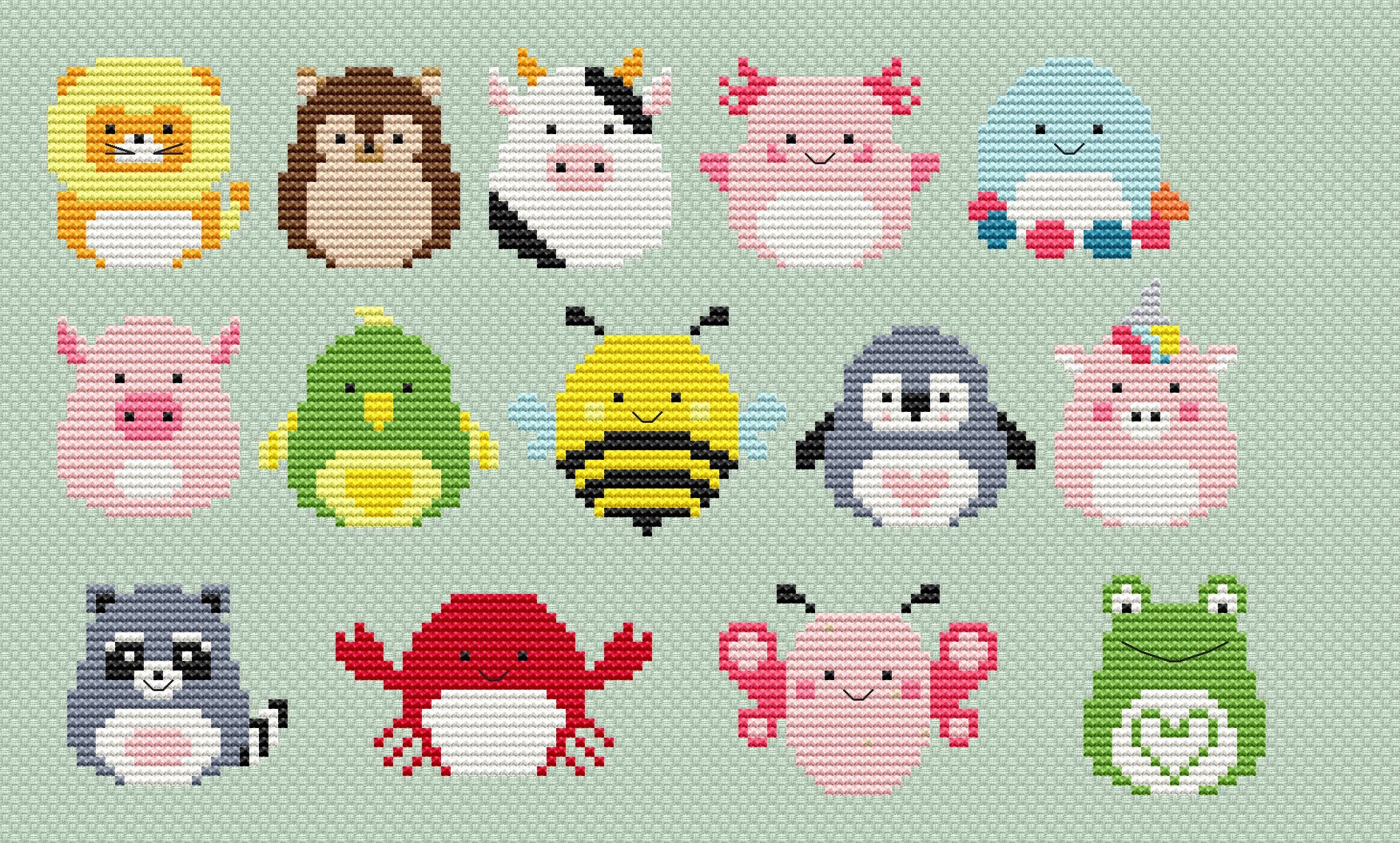 Funny Animals Cross Stitch Pattern for Plastic Canvas (PDF) - Etsy