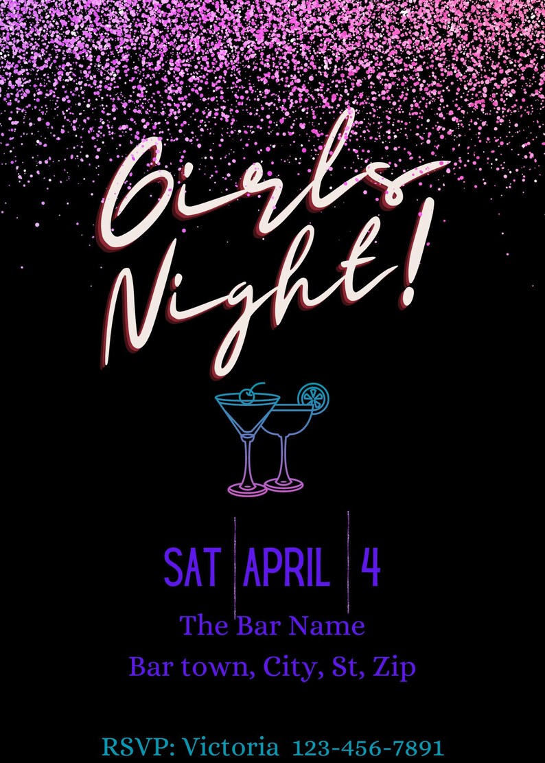 Girls Night Out Editable Invitation - Etsy