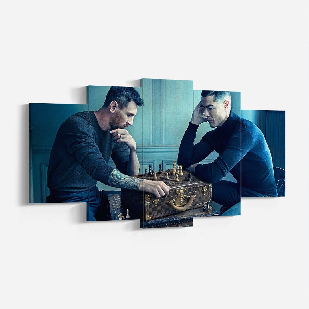 Lionel Messi Cristiano Ronaldo Chess Canvas Wall Art Messi and Ronaldo ...