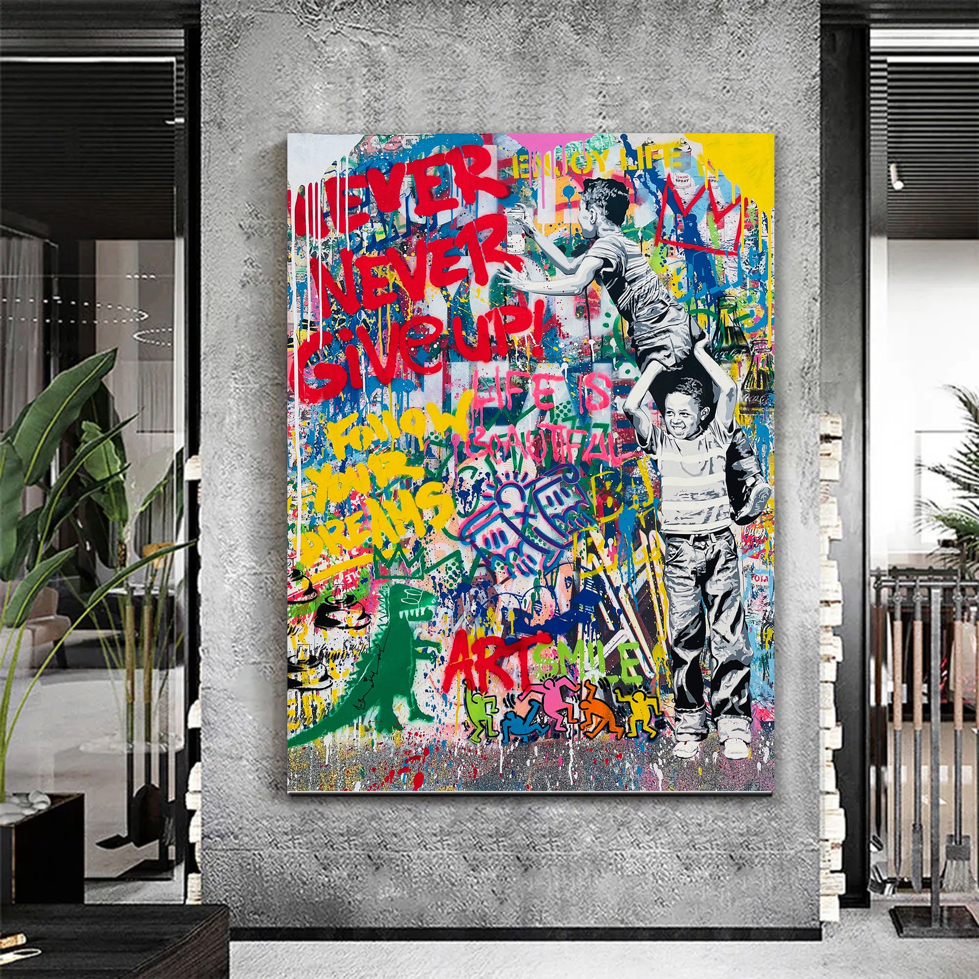 Banksy Poster,banksy Never Never Give Up, Banksy Street Art, Canvas ...