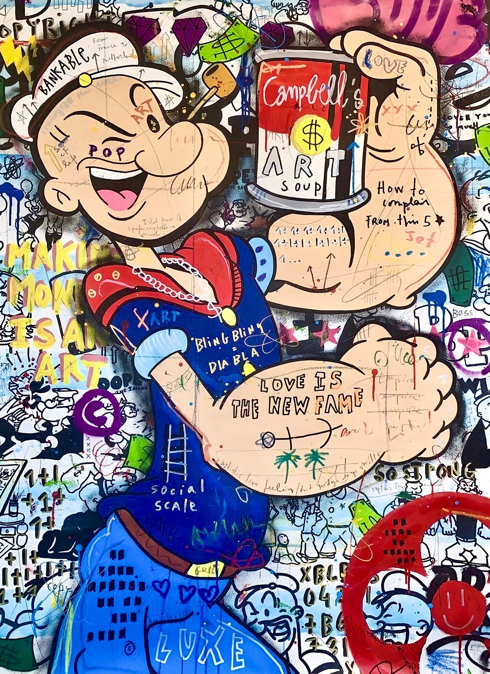 Popeye the Sailor Man, Banksy Popeye the Sailor Mani Pop Art Poster ...