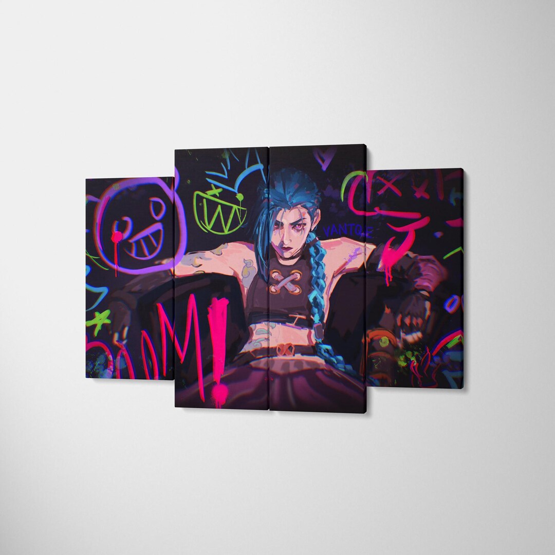 League of Legends Jinx Canvas Print, Arcane Tv Show Canvas Artwork, LOL ...