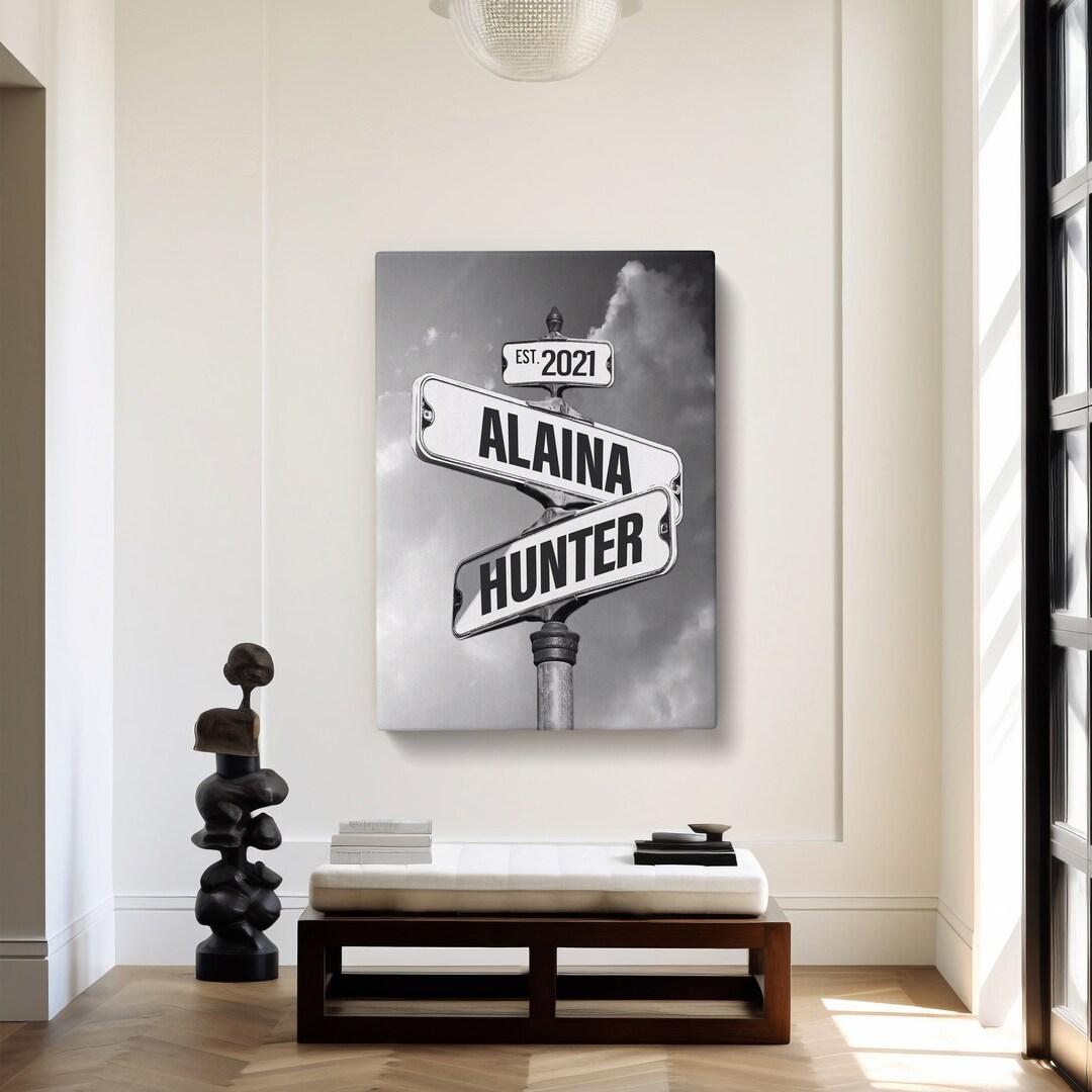 Personalized Name Vintage Street Sign Canvas Wall Art, Custom Name ...