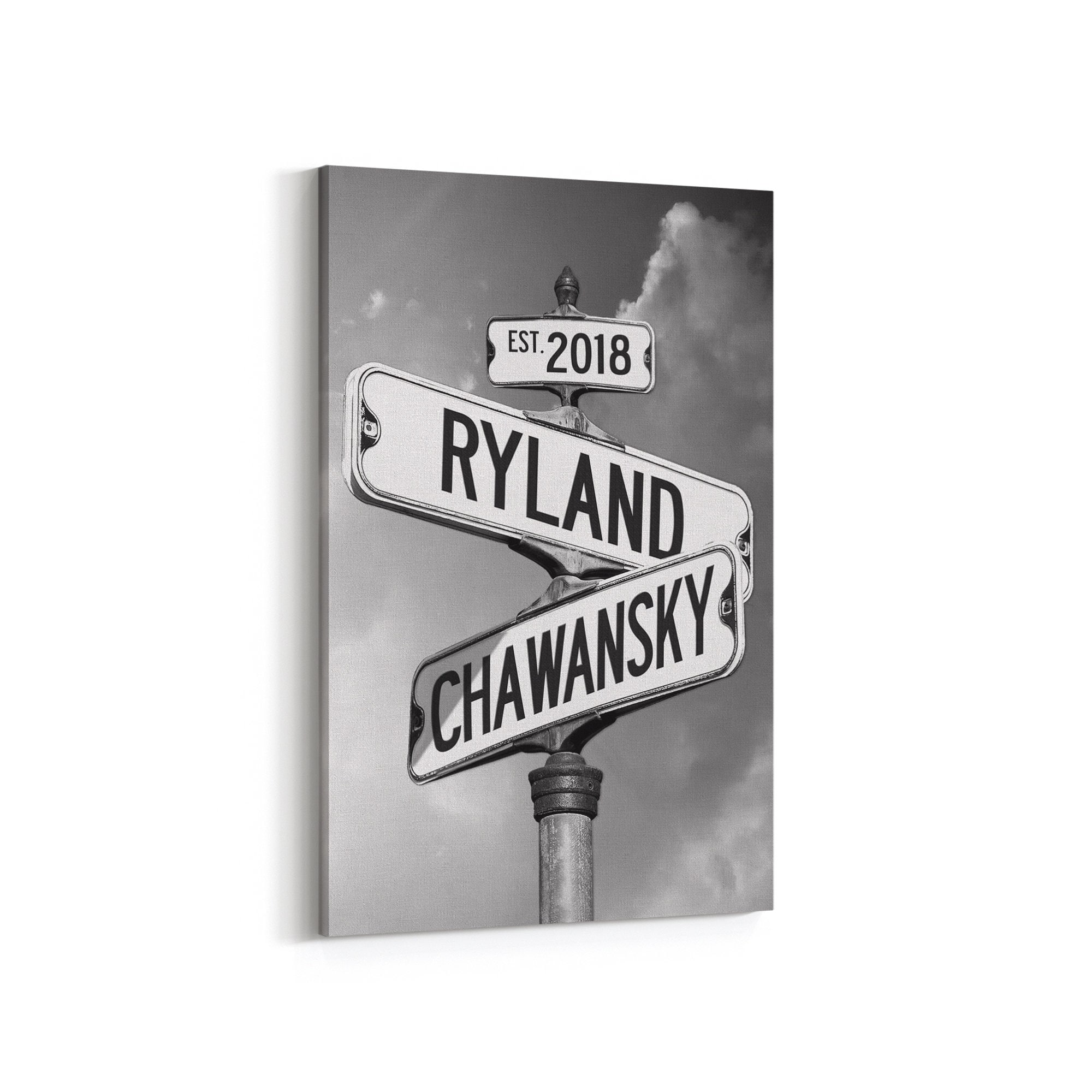 Personalized Name Vintage Street Sign Canvas Wall Art, Custom Name ...