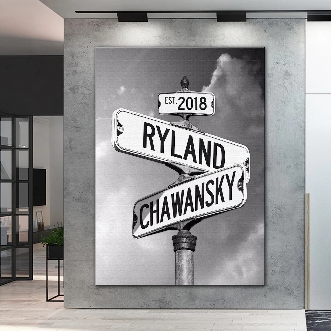Personalized Name Vintage Street Sign Canvas Wall Art, Custom Name ...