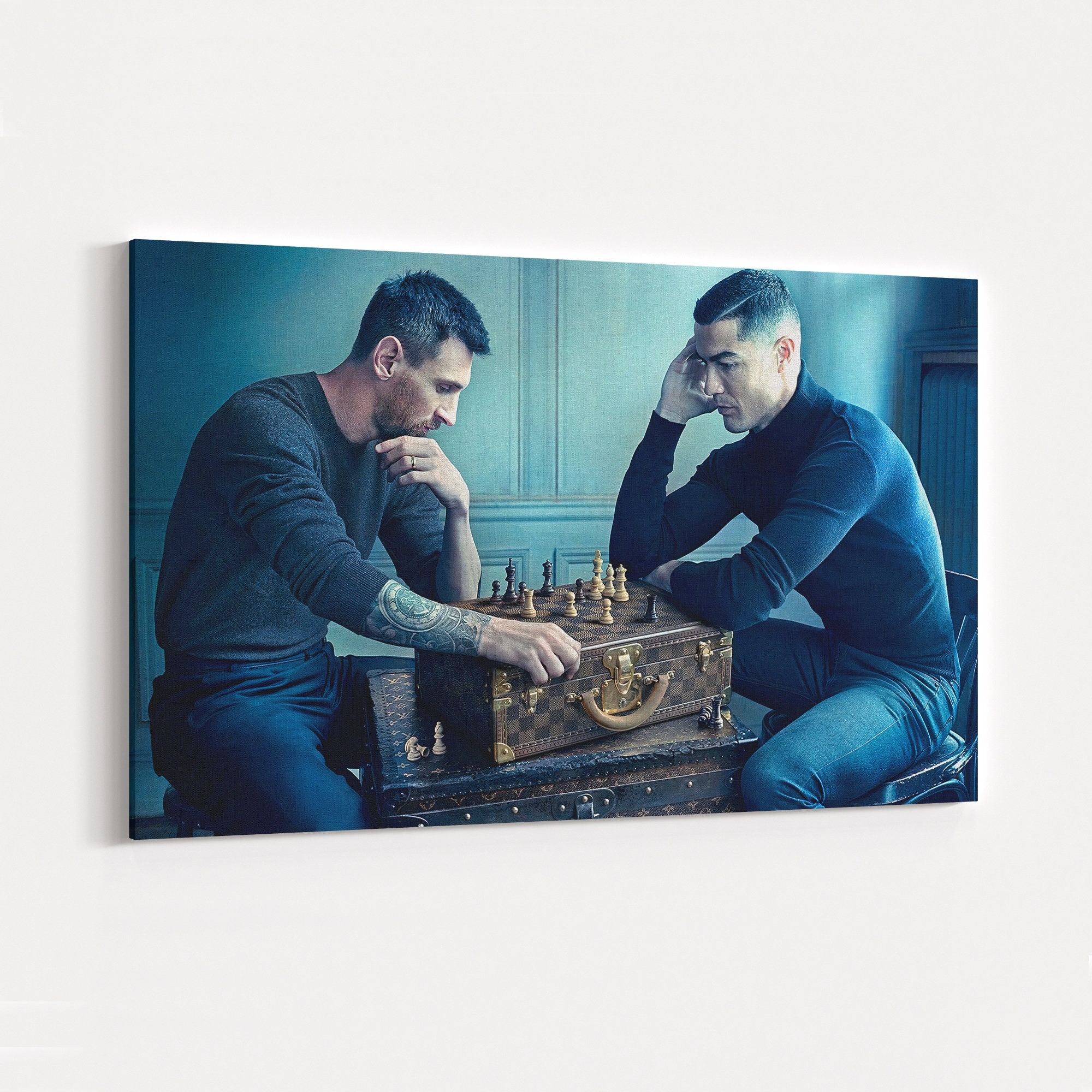 Lionel Messi Cristiano Ronaldo Chess Canvas Wall Art Messi and - Etsy