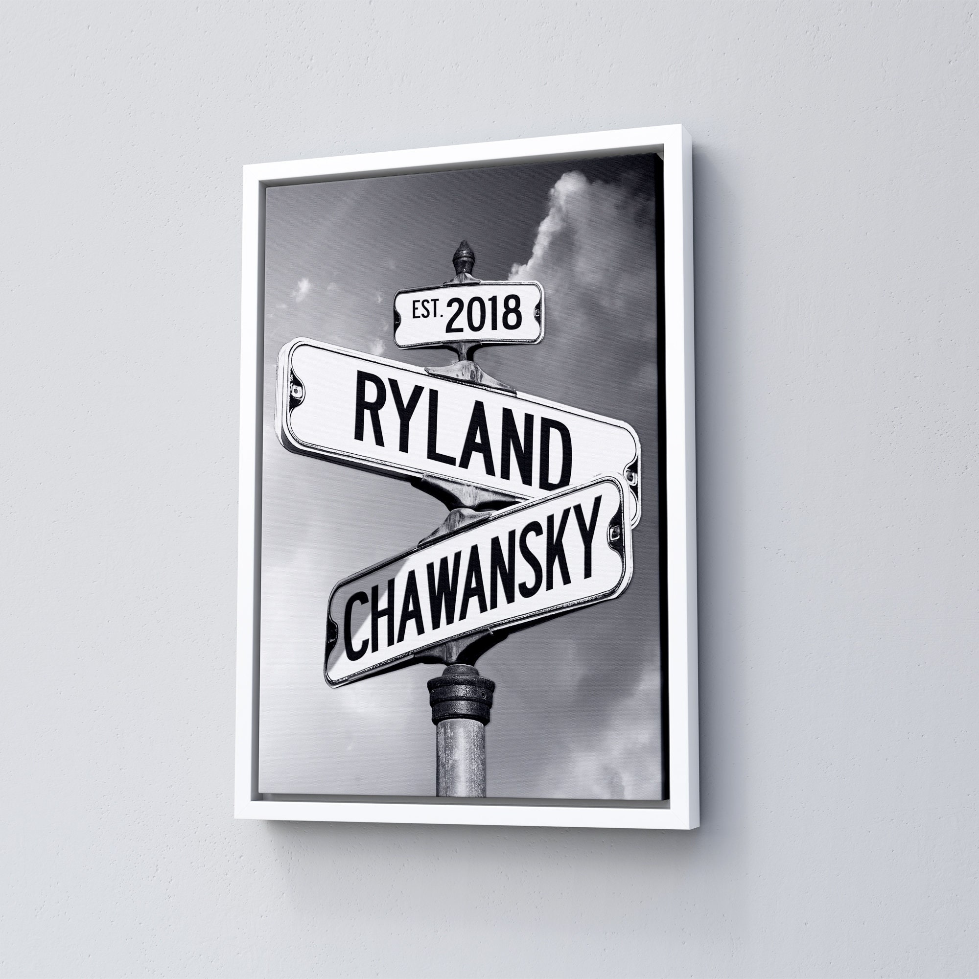 Personalized Name Vintage Street Sign Canvas Wall Art, Custom Name ...