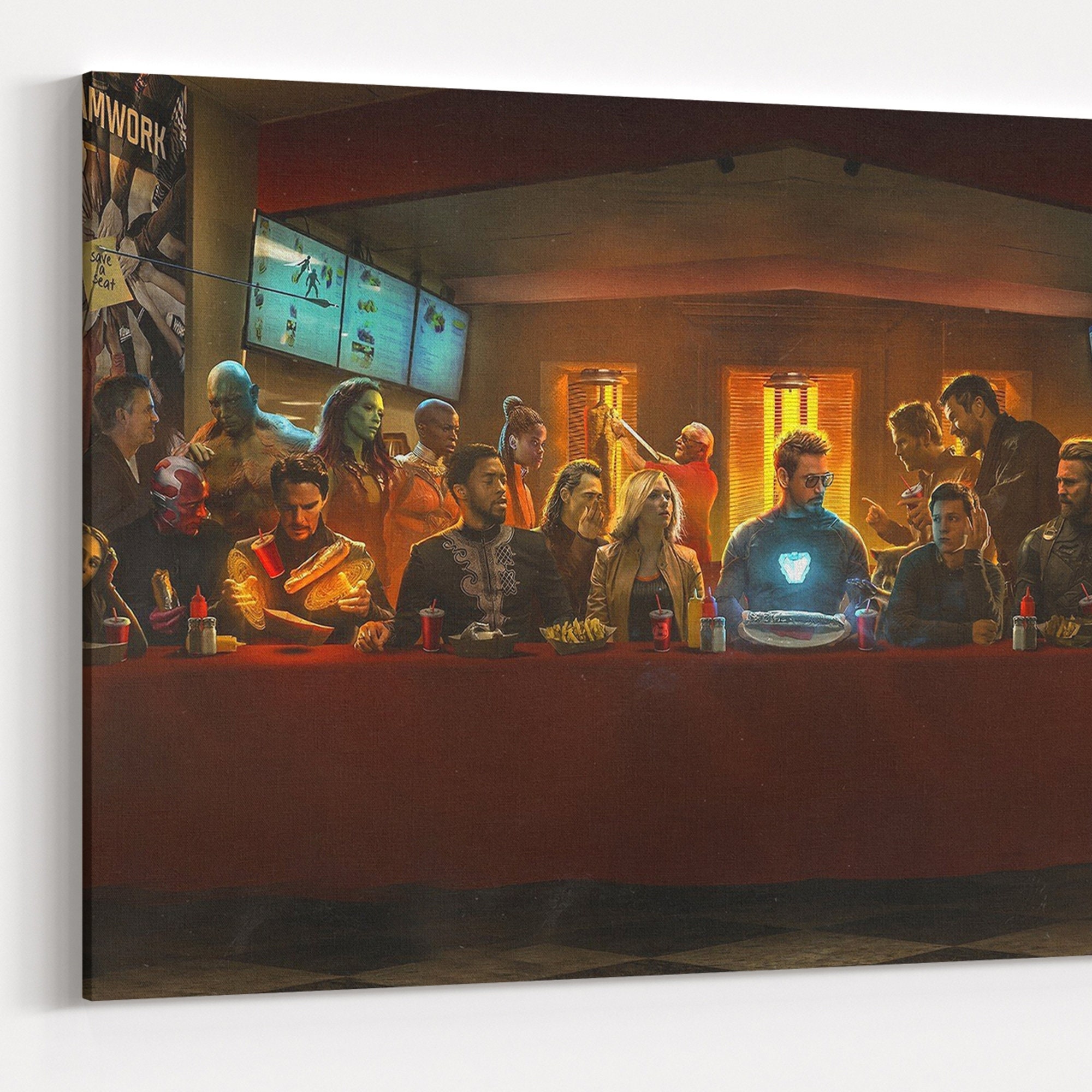 Avengers the Last Supper Canvas Poster, Marvel Last Supper, Ironman ...