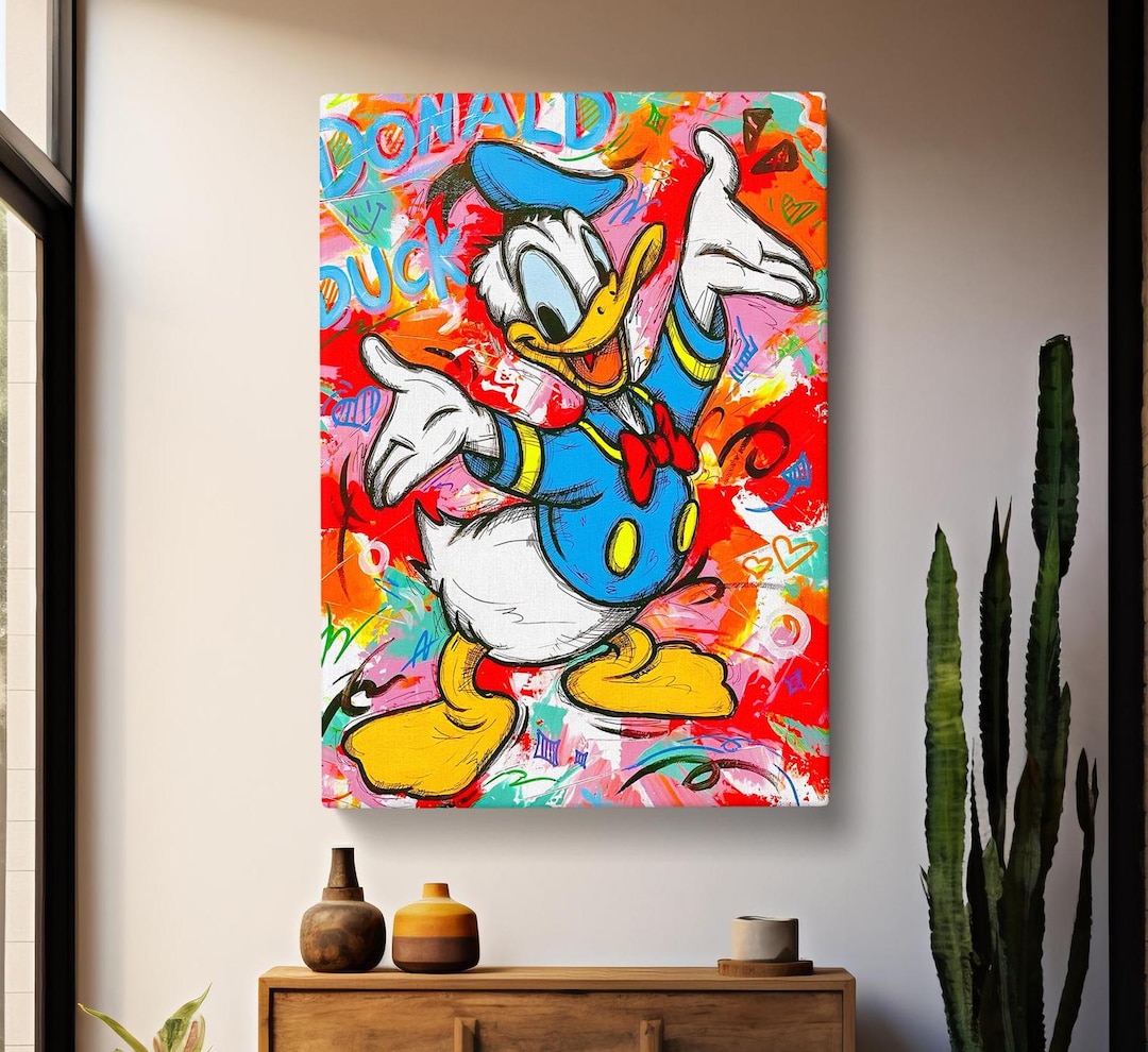 Banksy Donald Duck Pop Art Canvas Print, Mc Duck Pop Art Graffiti Wall ...