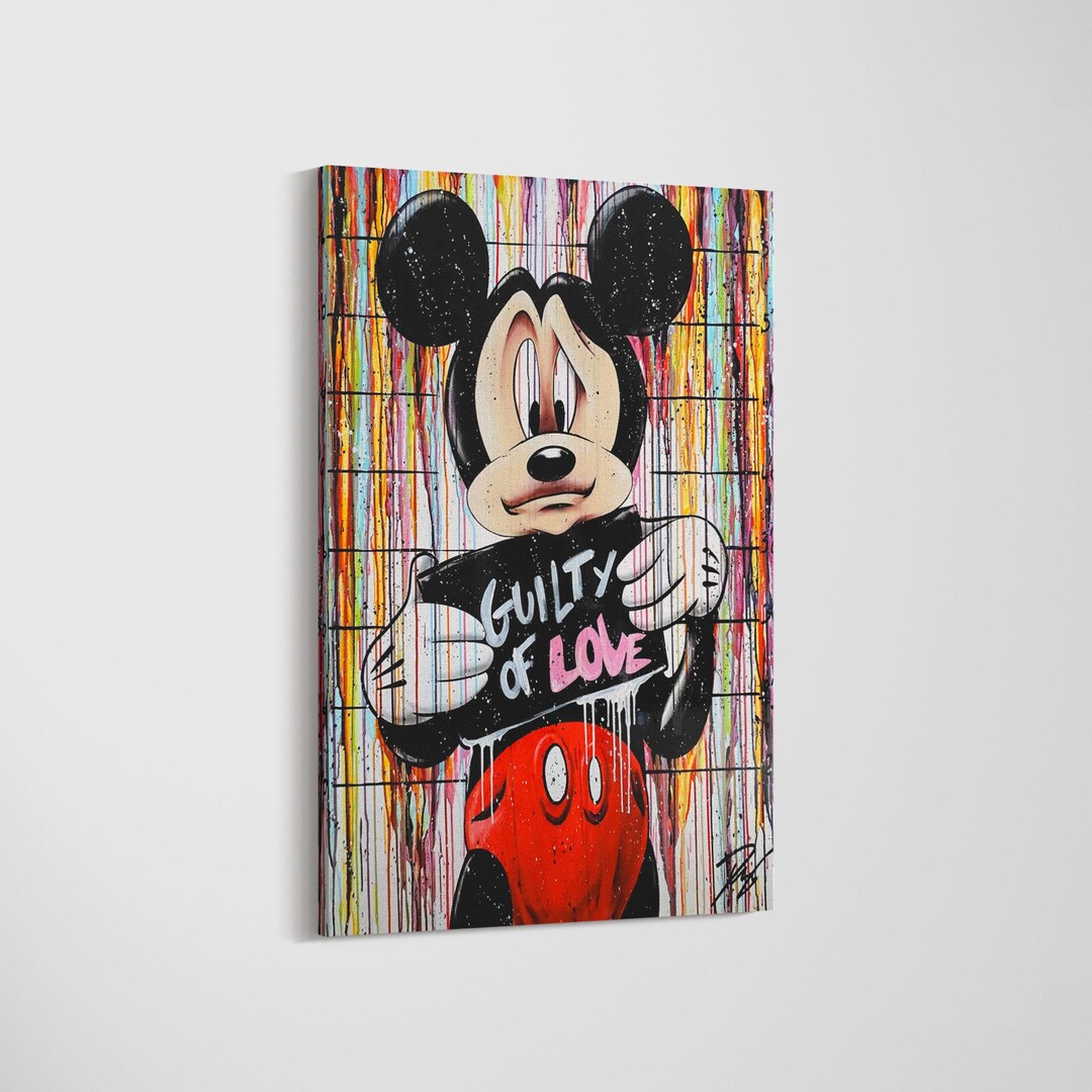 Banksy Guilty Love Mickey Mouse Graffiti Pop Art Canvas, Banksy Style ...