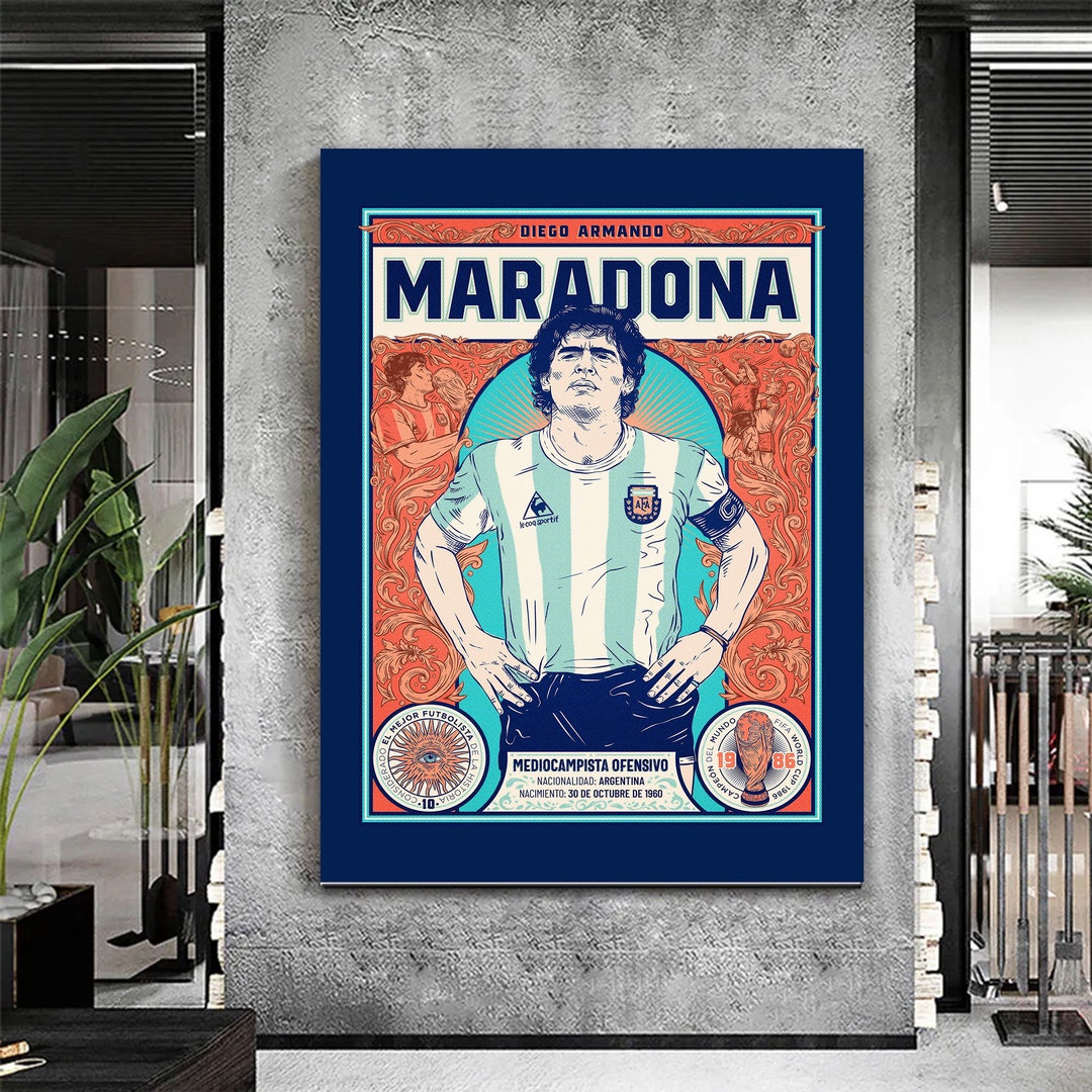 Diego Maradona, Maradona Poster, Maradona Fan Gift, Digital Print ...