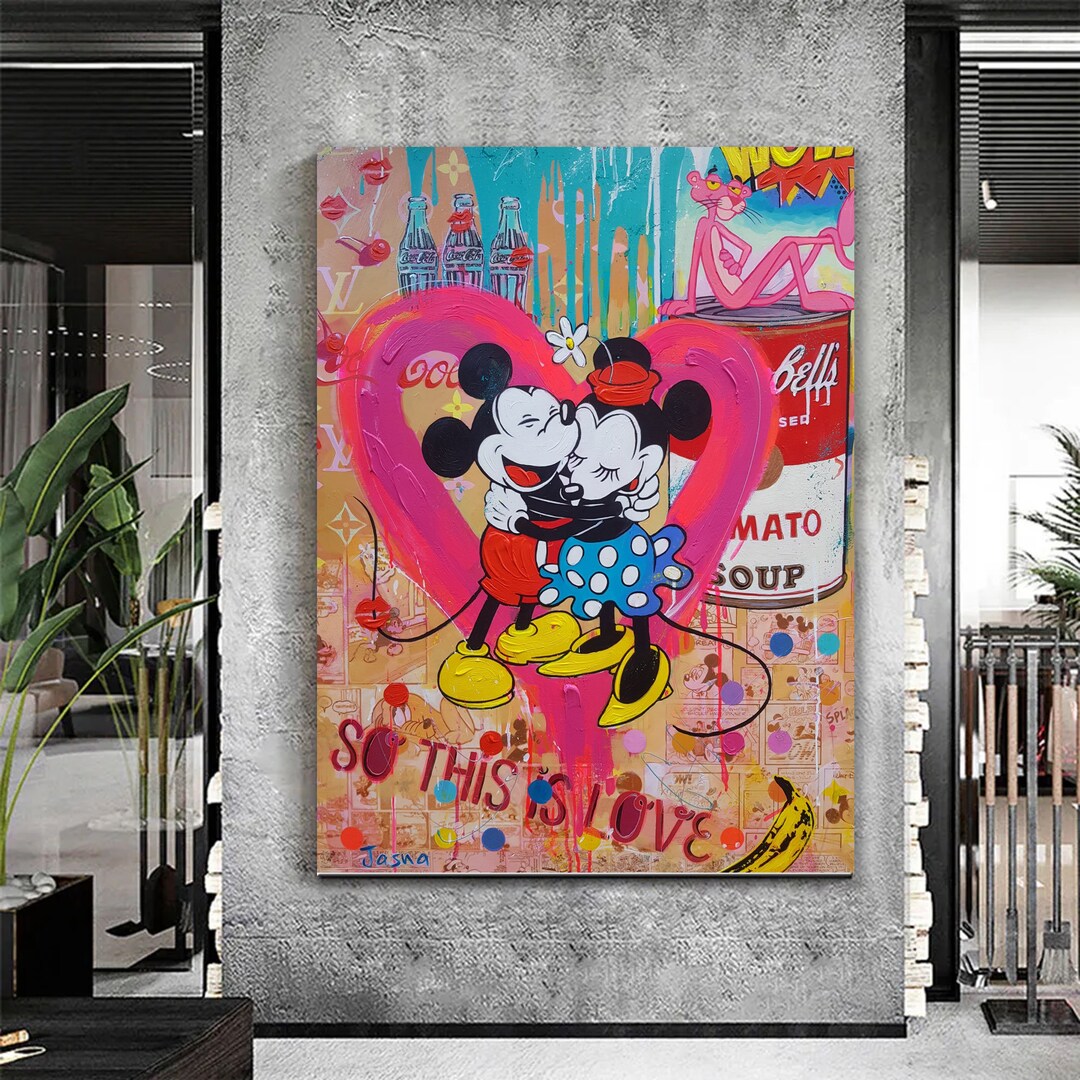 Mickey Mouse and Minnie Mouse Graffiti Love Poster Pop Art Canvas , Pop ...