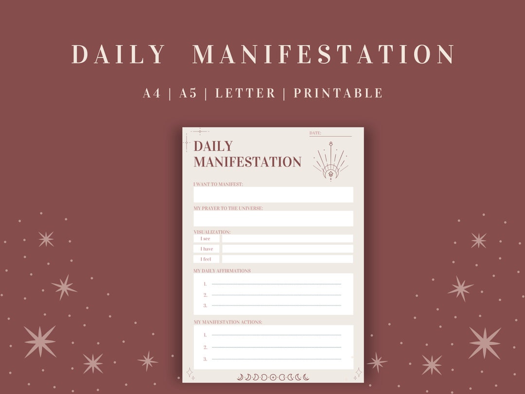 Daily Manifestation Planner Template | Law of Attraction Journal ...