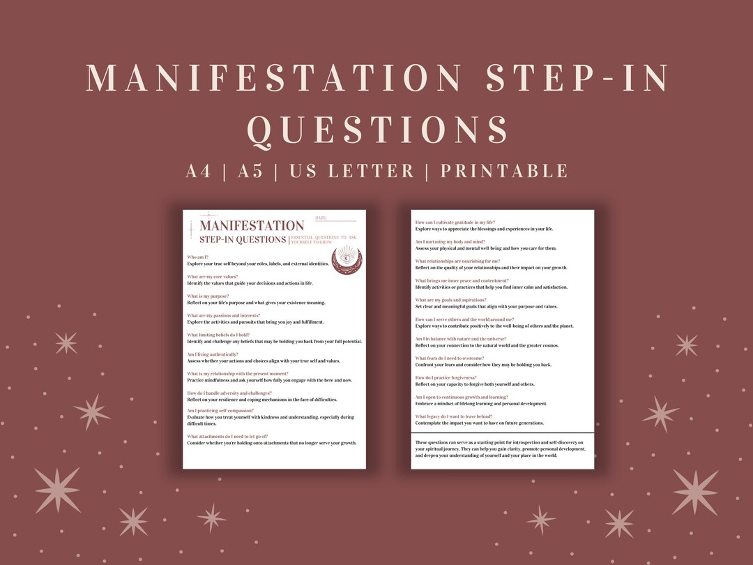 Printable Manifestation Guide | Essential Step-in Questions | Personal ...