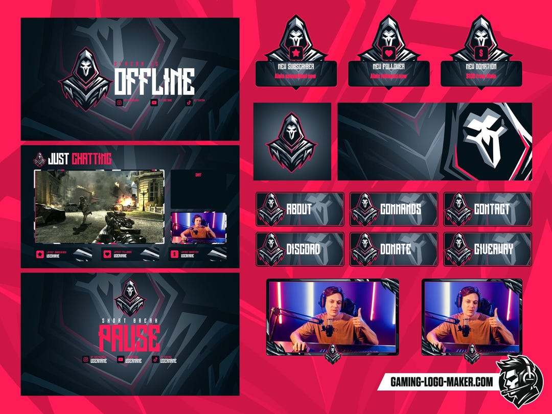 Reaper Twitch Overlay 02 | Gaming Logo Twitch Overlay | Stream Overlay ...